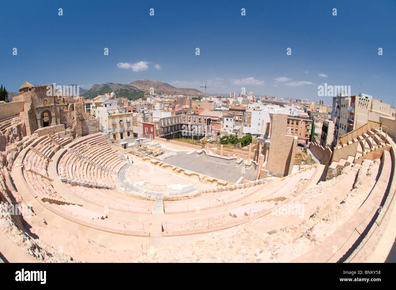The Roman Theatre of Carthago Nova and Cathedral ruins of Cartagena in ...