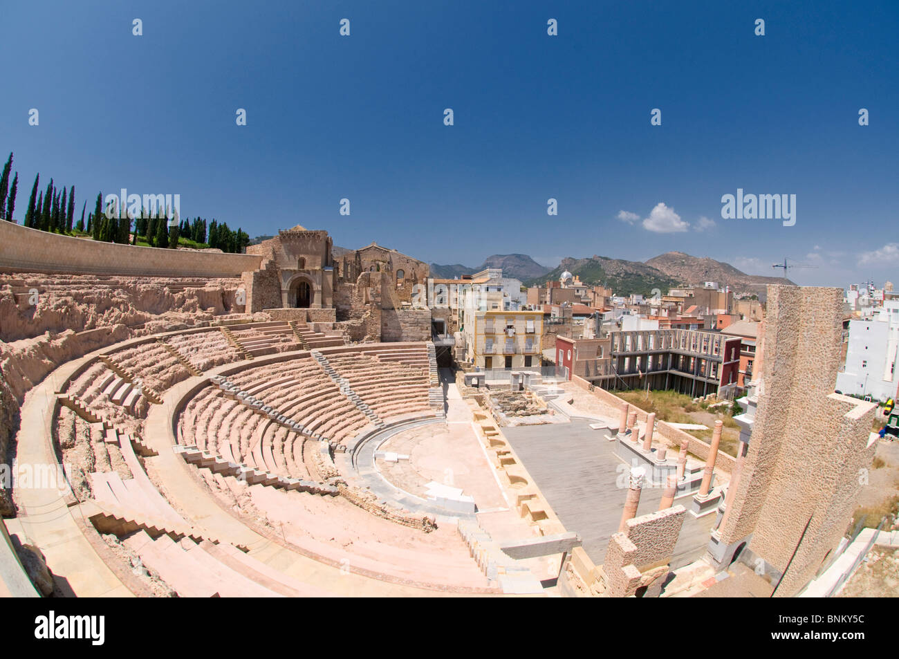 The Roman Theatre of Carthago Nova and Cathedral ruins of Cartagena in ...