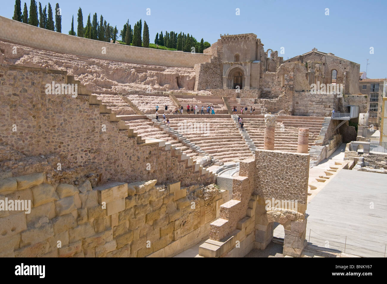 The Roman Theatre of Carthago Nova and Cathedral ruins of Cartagena in ...