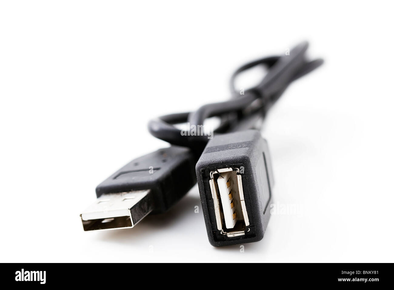 one black usb cable isolated on white background Stock Photo - Alamy