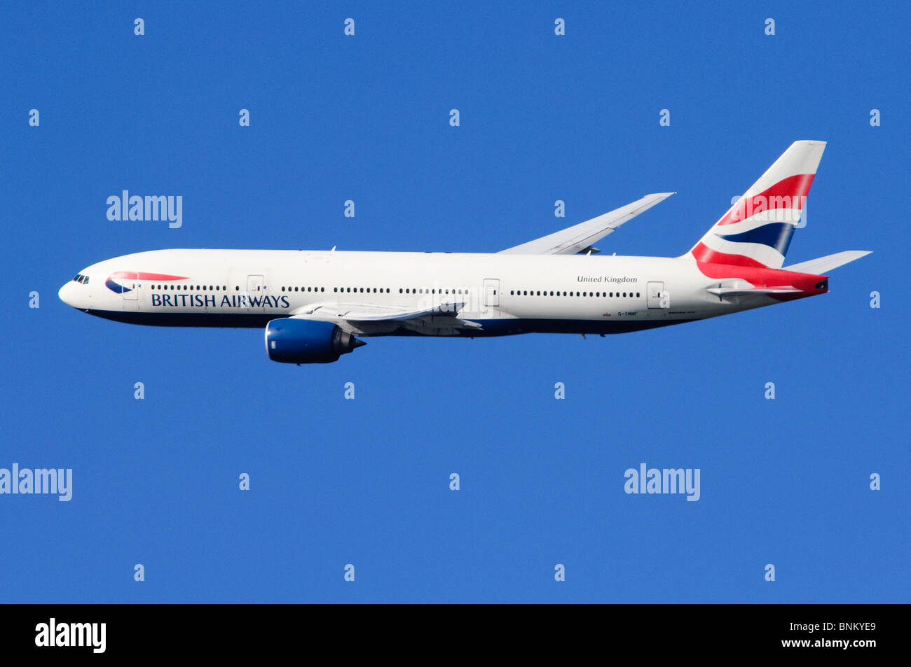 Boeing 777 operated by British Airways in flight after departure from ...