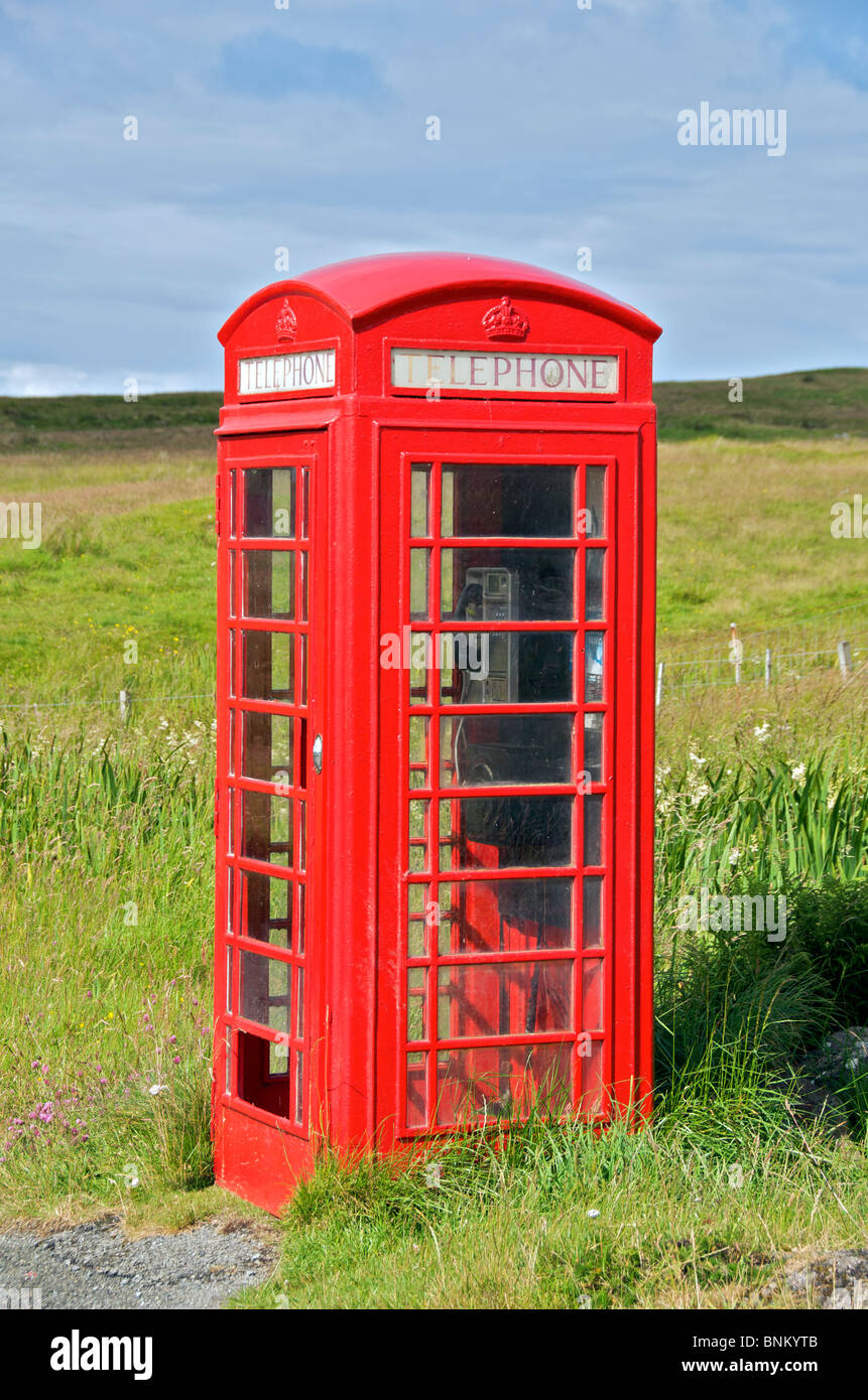 Red telephone booth in field Island of Skye Western Isles Scotland ...