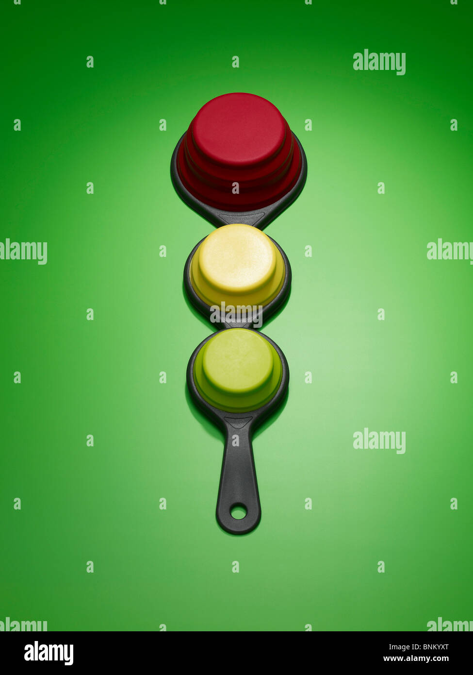 Stop light made with measuring cups Stock Photo - Alamy