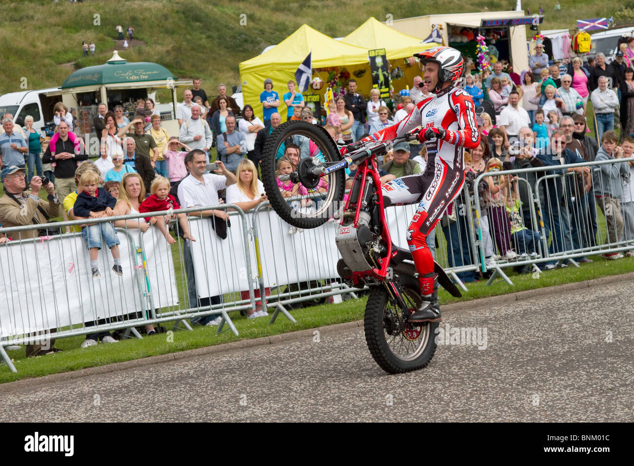 Steve Colley Motorcycle Stunt Rider at Arbroath Seafront Spectacular, Scotland, UK Stock Photo ...