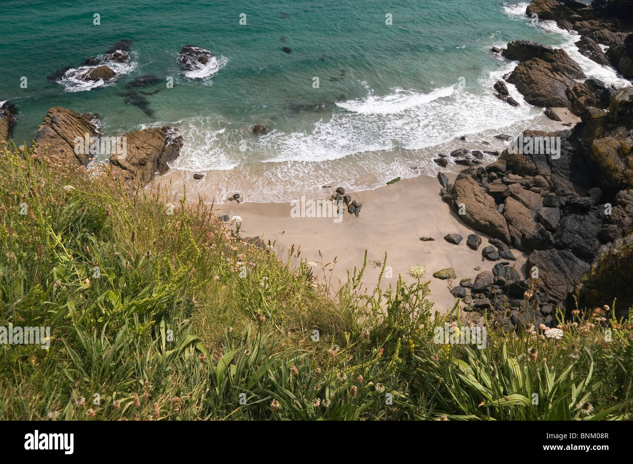 Looking down on Housel Bay Lizard Peninsula Cornwall England UK Stock ...