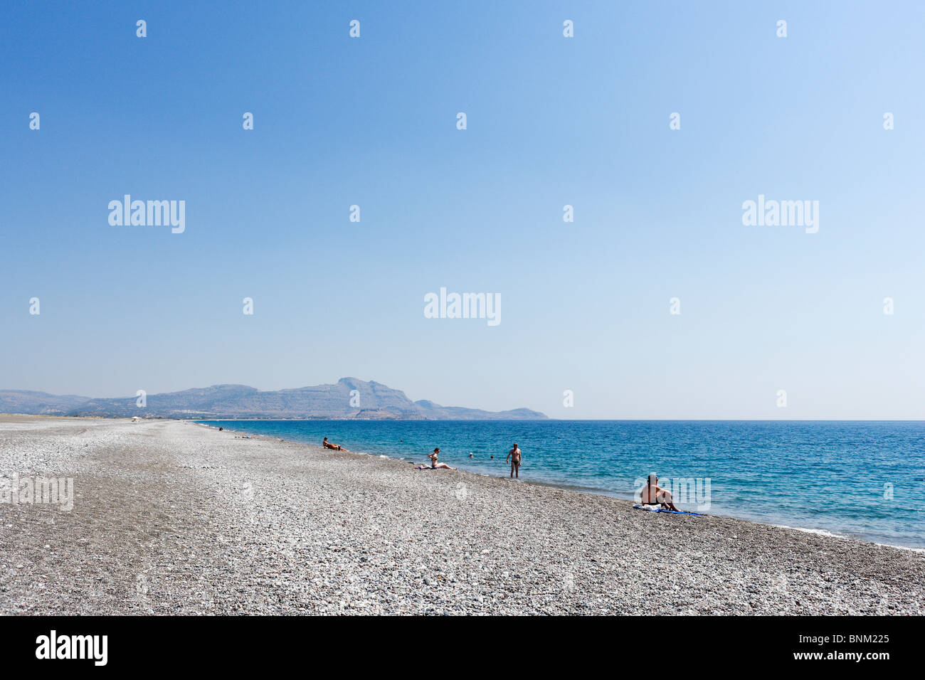 Beach at Kalathos, Vliha Bay, near Lindos, Rhodes, Greece Stock Photo ...