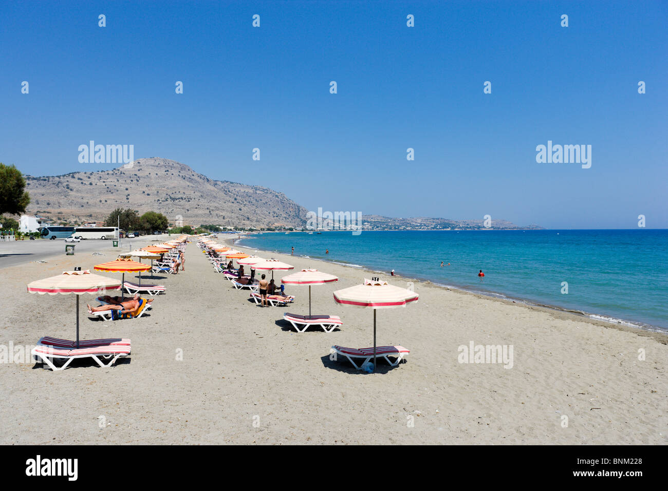 Beach at Lardos, near Lindos, Lardos Bay, Rhodes, Greece Stock Photo ...