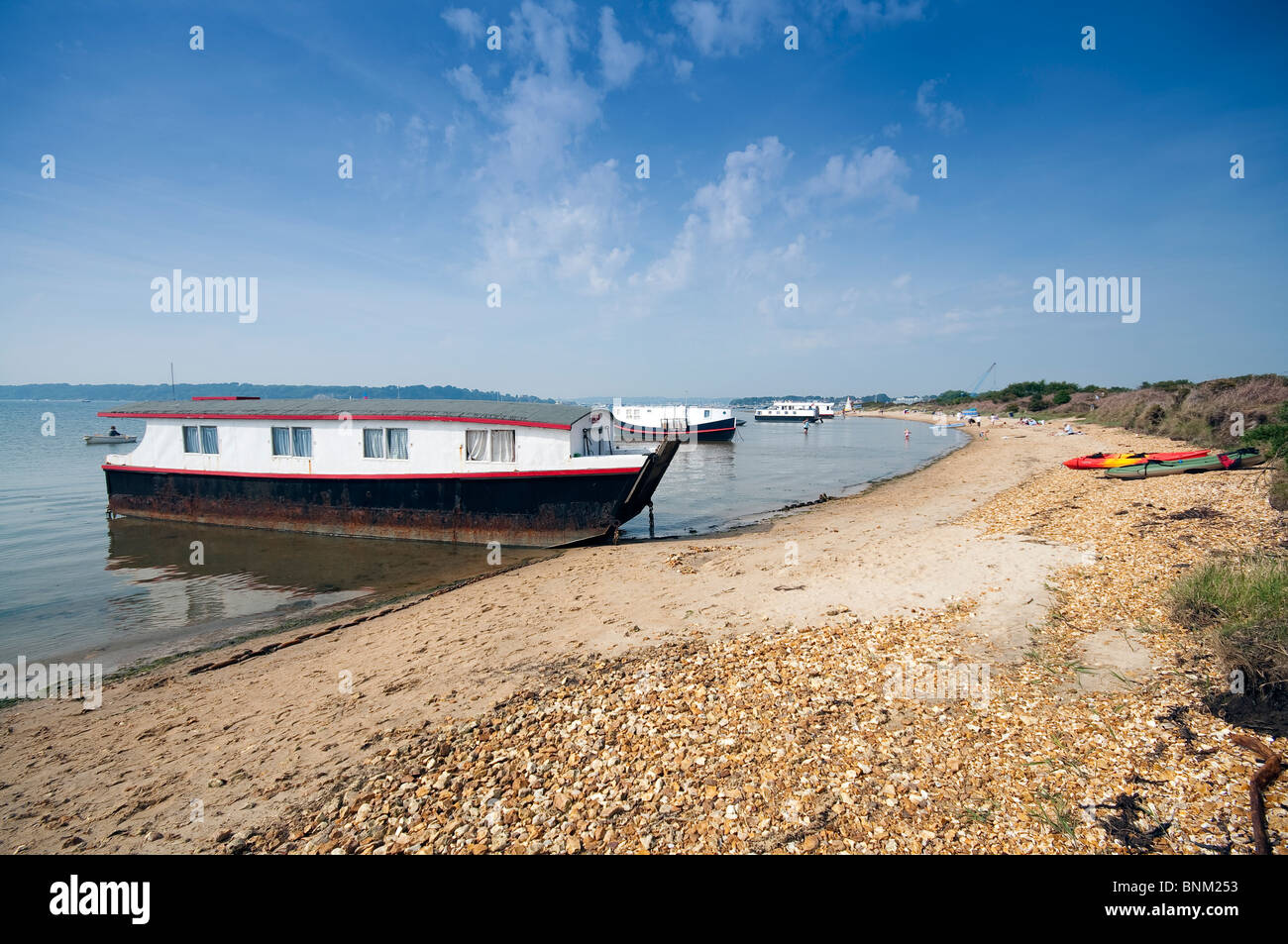 House boats moored on Shell Bay, Studland, England, UK Stock Photo - Alamy