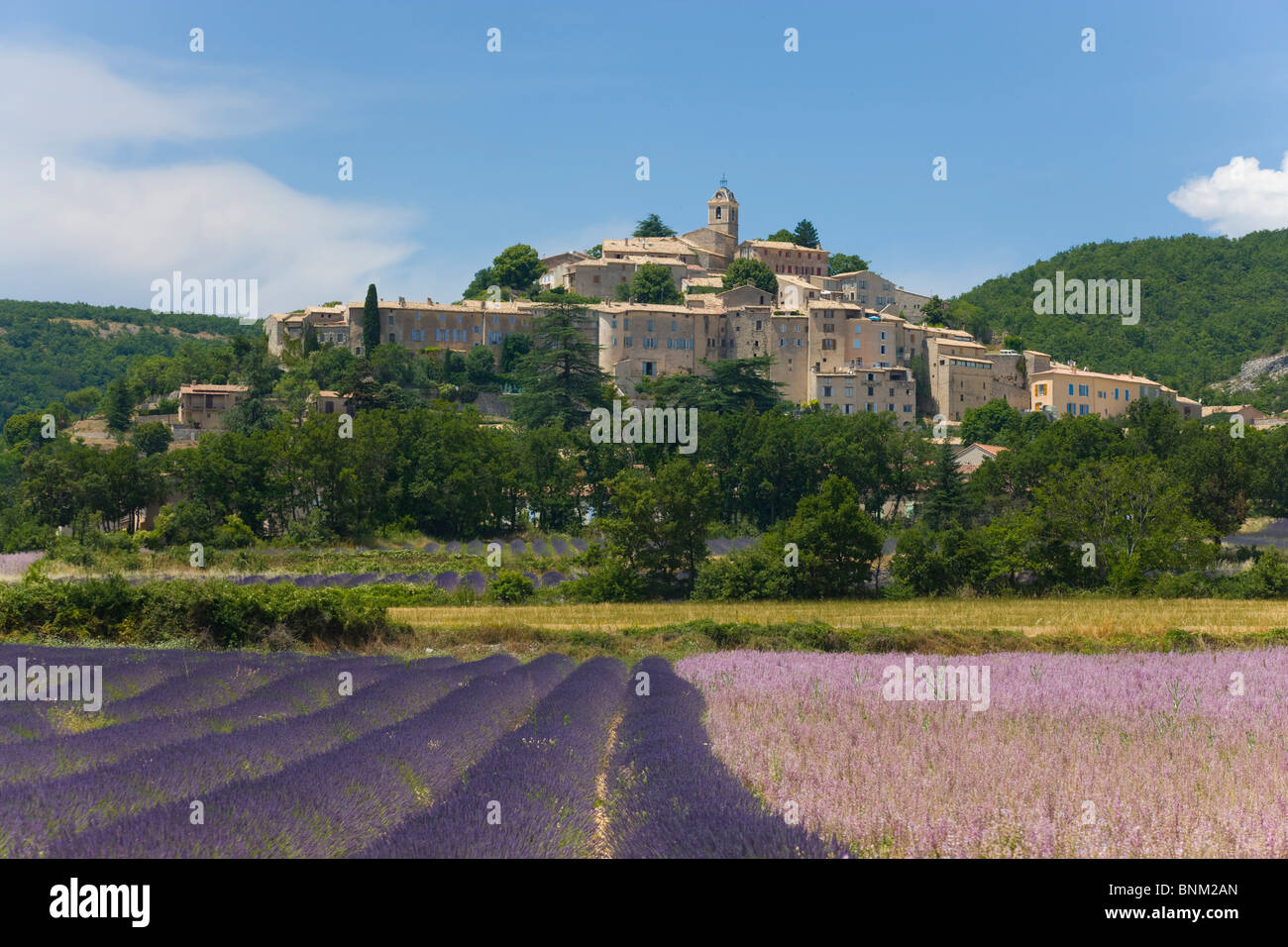 Banon France Provence Alpes-de-Haute-Provence town city church houses ...