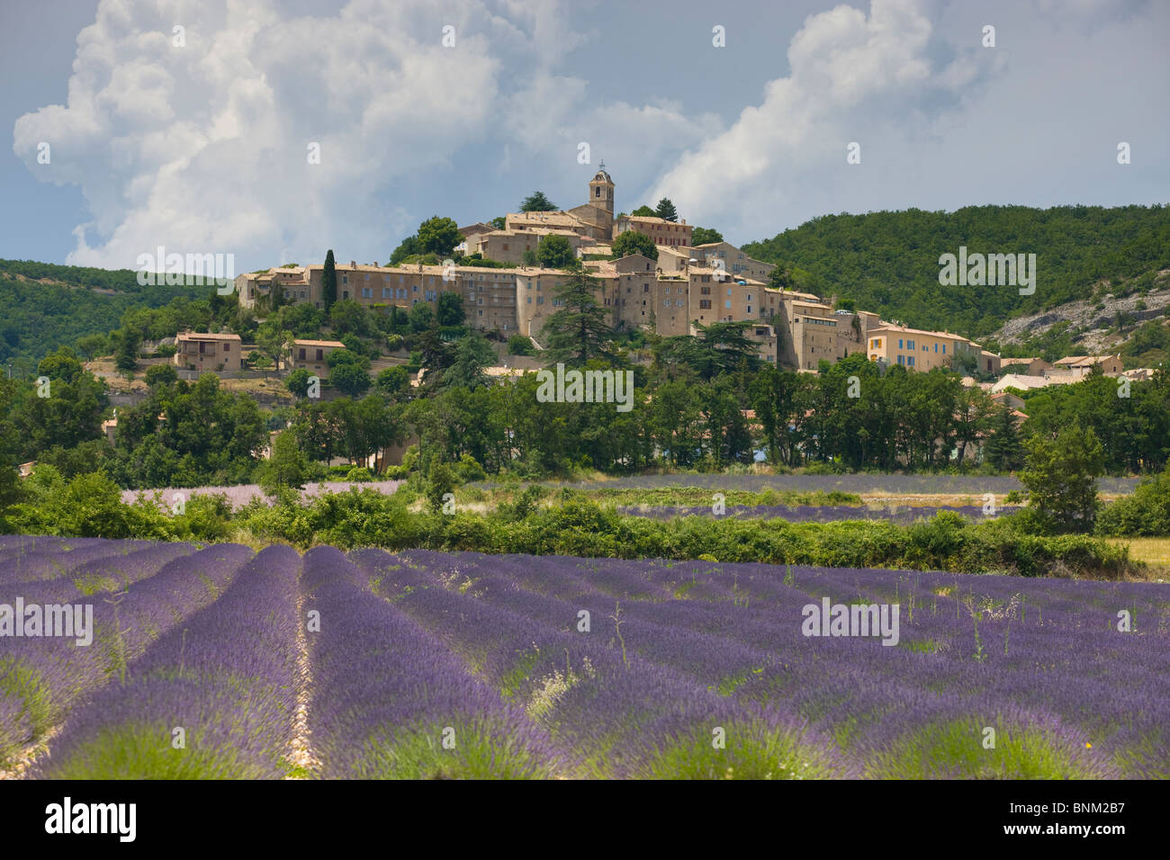 Banon France Provence Alpes-de-Haute-Provence town city church houses ...