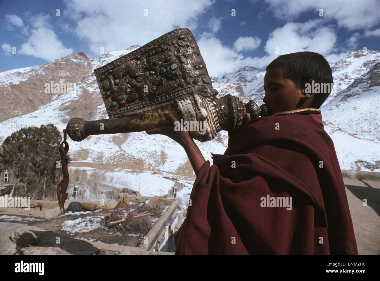 silver horn Lekir Gompa Monastery Ladakh India horn instrument ...