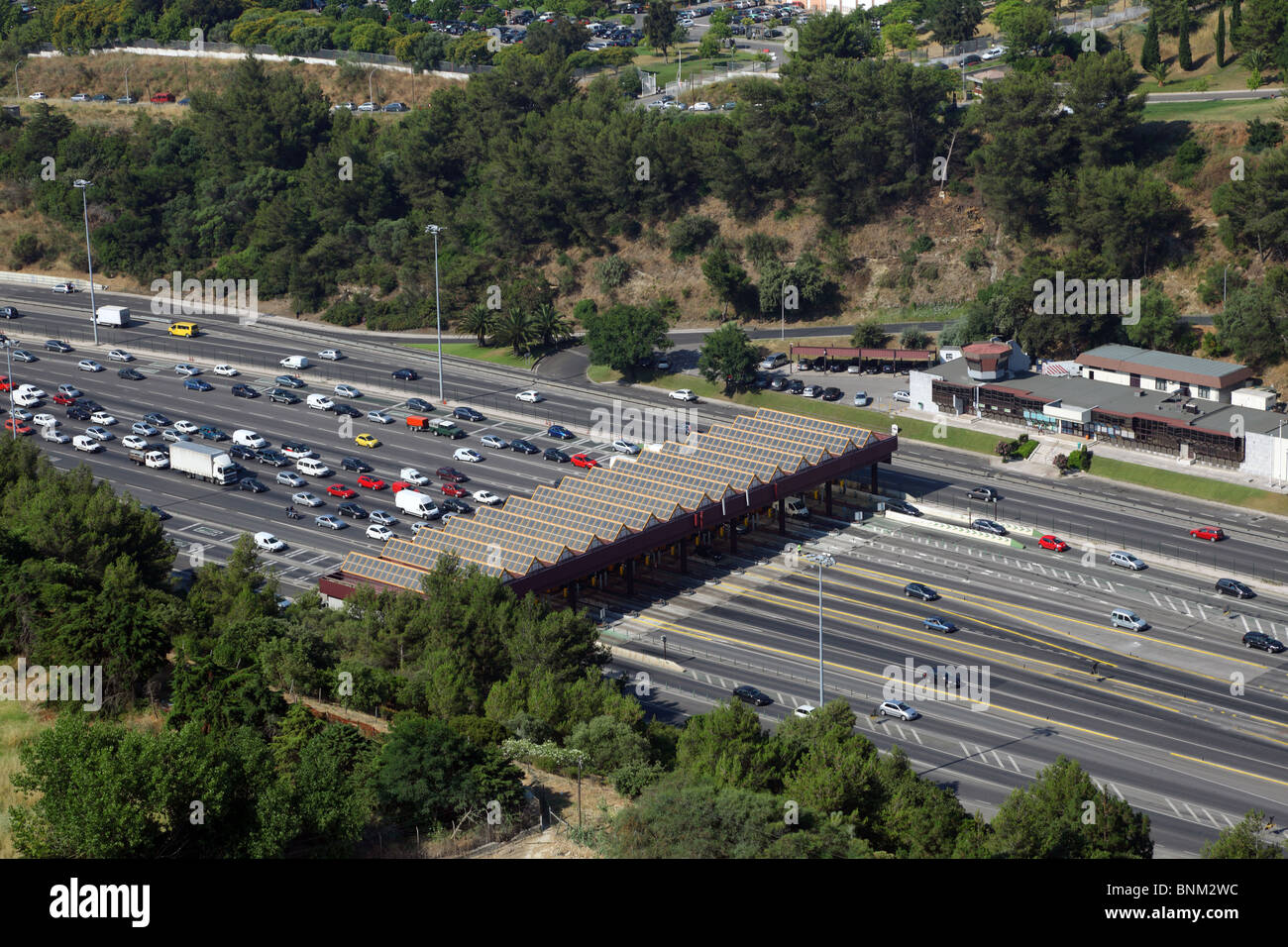 Aerial view toll station hi-res stock photography and images - Alamy