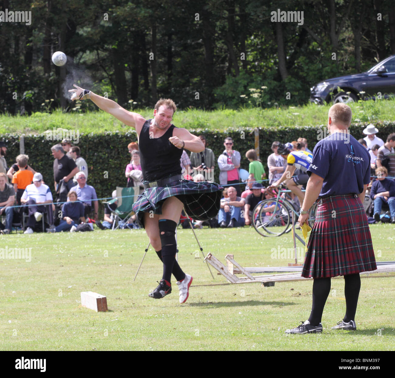 man competing in highland games Stone put St Andrews Scotland 2010 ...
