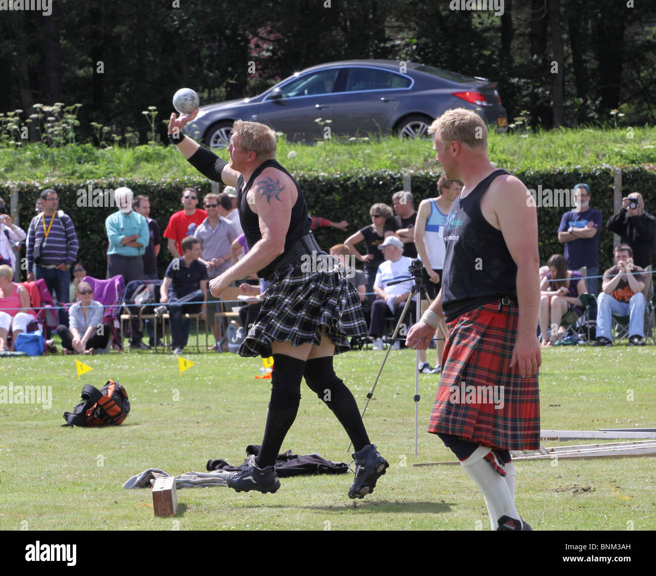 man competing in Stone put highland games St Andrews Scotland 2010 ...