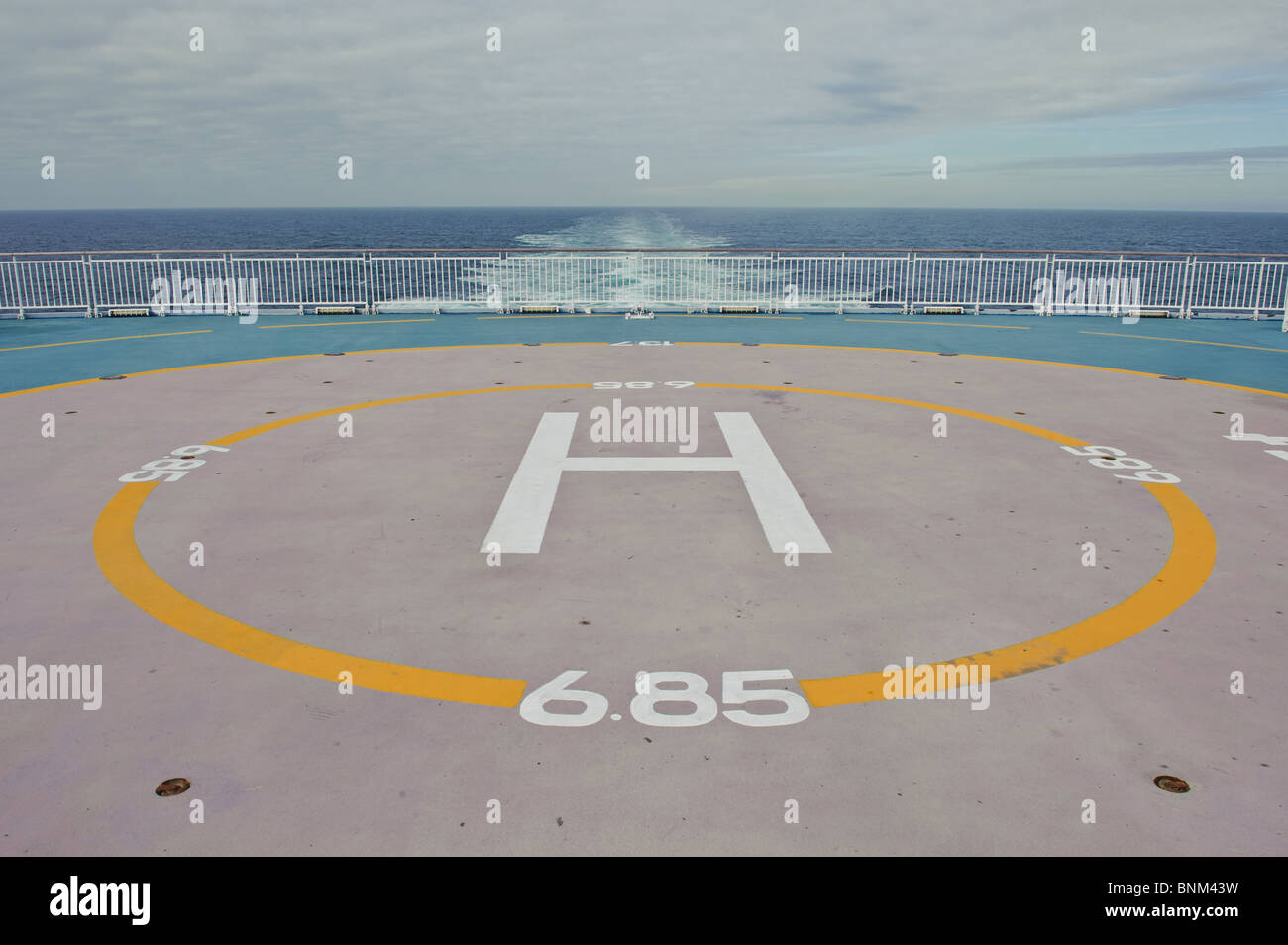 Helipad on the deck of the Pont Aven - in the Bay of Biscay Stock Photo ...