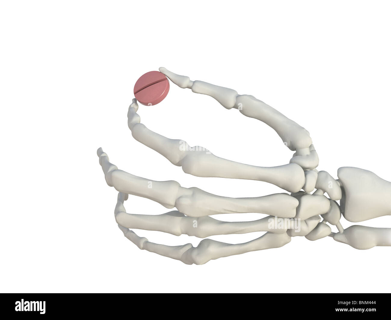 skeleton hand with pill 3d illustration Stock Photo - Alamy