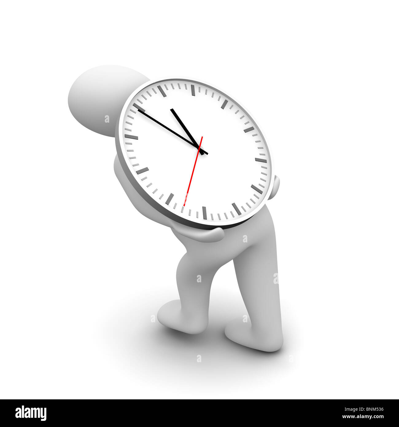 Man carrying heavy clock. 3d rendered illustration Stock Photo - Alamy