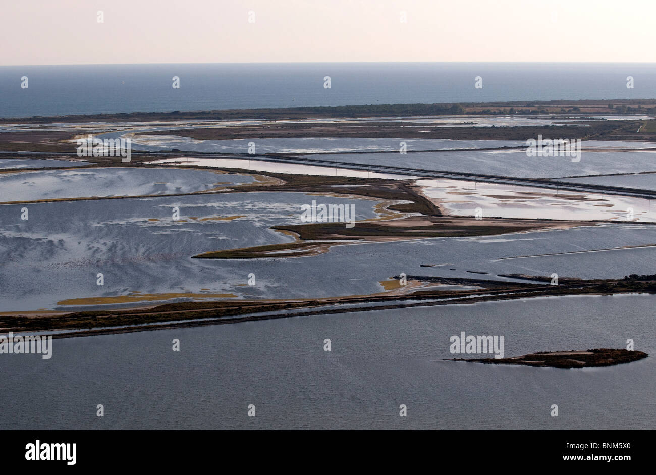 France Camargue Gard Sea Salines aerial view salt salt production ...