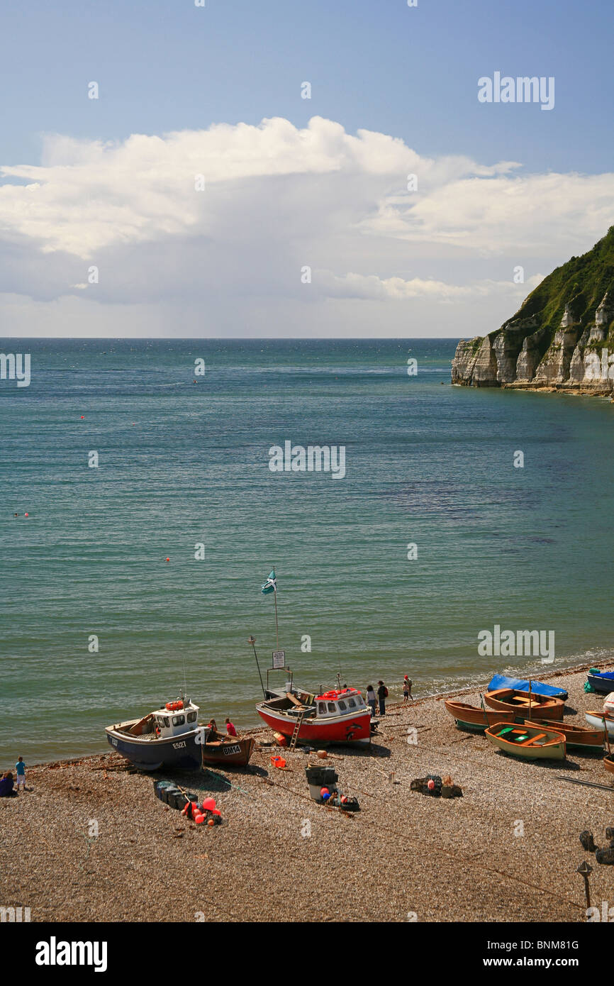 Fishing boats on the beach at Beer, Devon, England, UK Stock Photo - Alamy