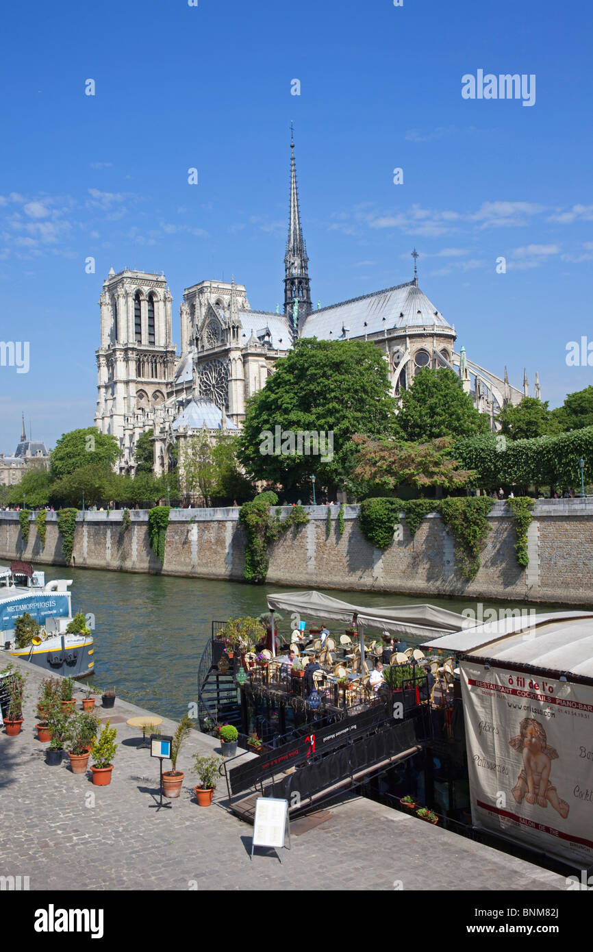Europe France Paris Notre Dame Notre Dame de Paris River Seine Seine ...