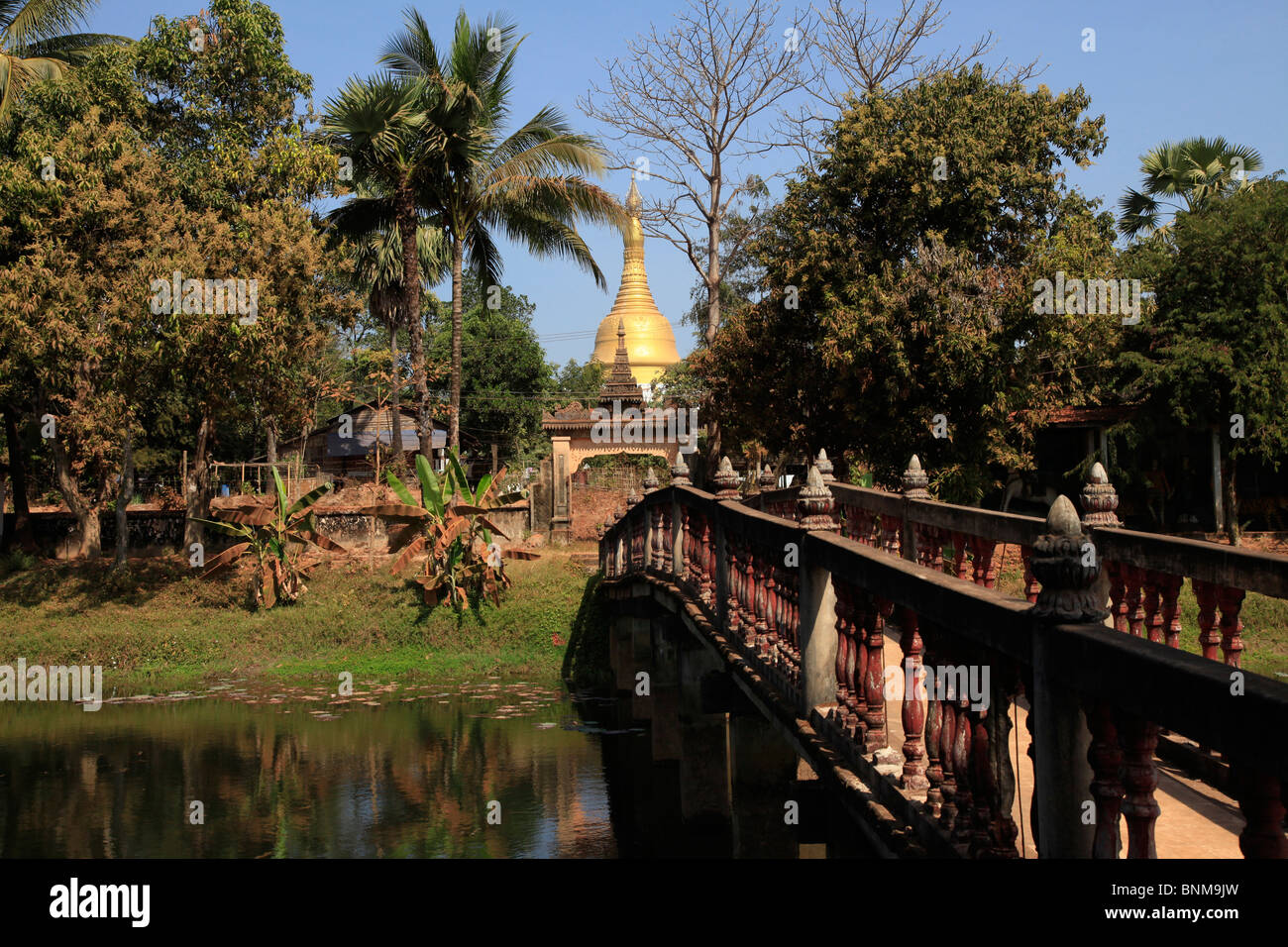 Myanmar Burma Burma Bago pond bridge Shwegugale pagoda Shwegugale ...