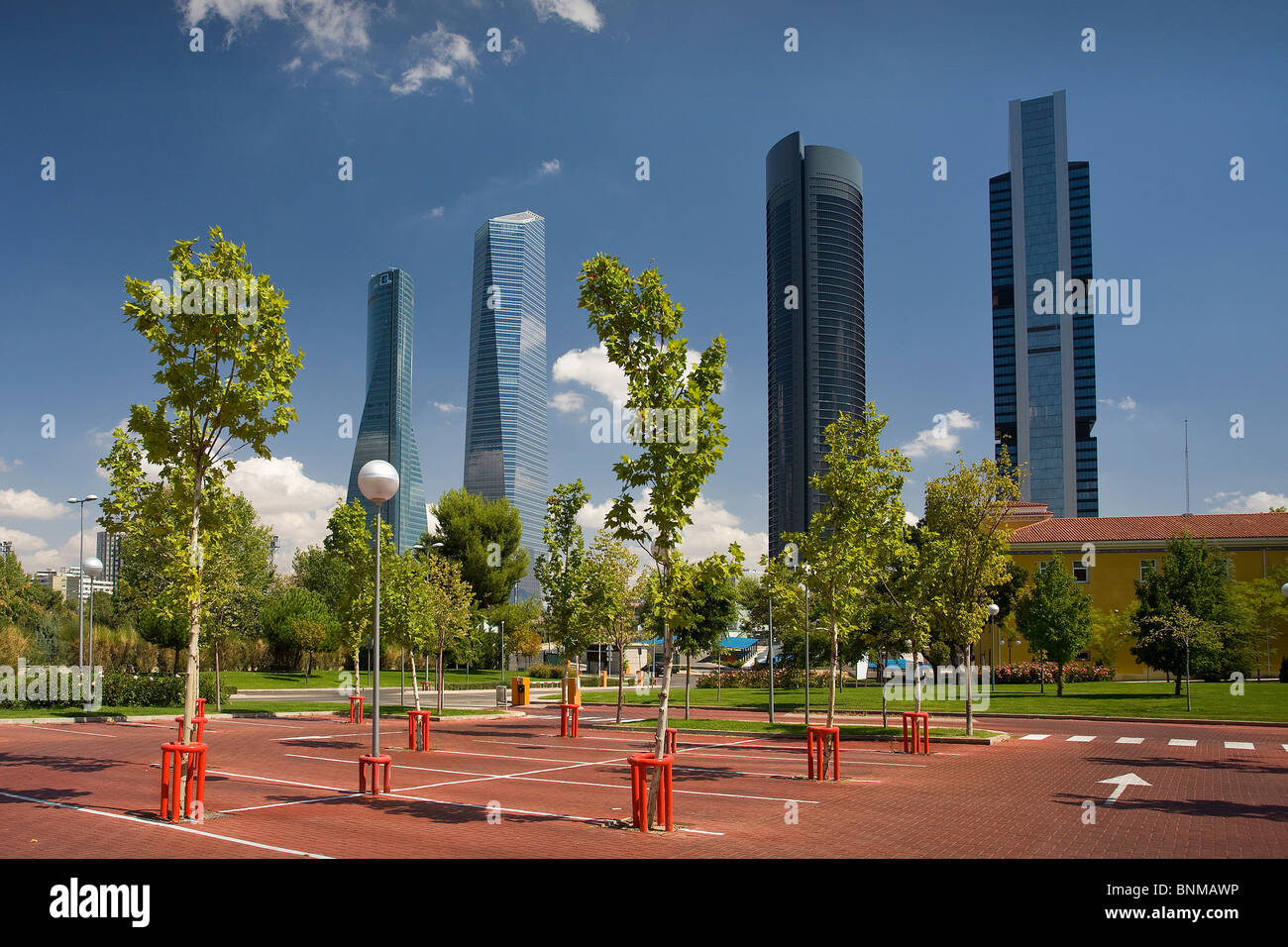 Spain Madrid four towers rooks park architecture blocks of flats high ...