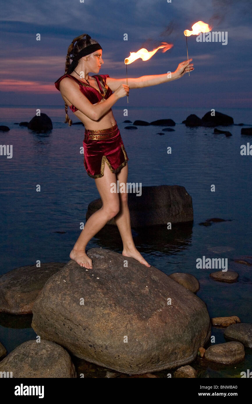 Fire twirler hi-res stock photography and images - Alamy