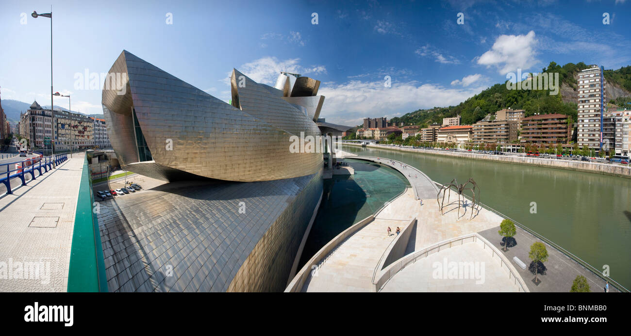Spain Basque Provinces Bilbao home Guggen museum river flow ...
