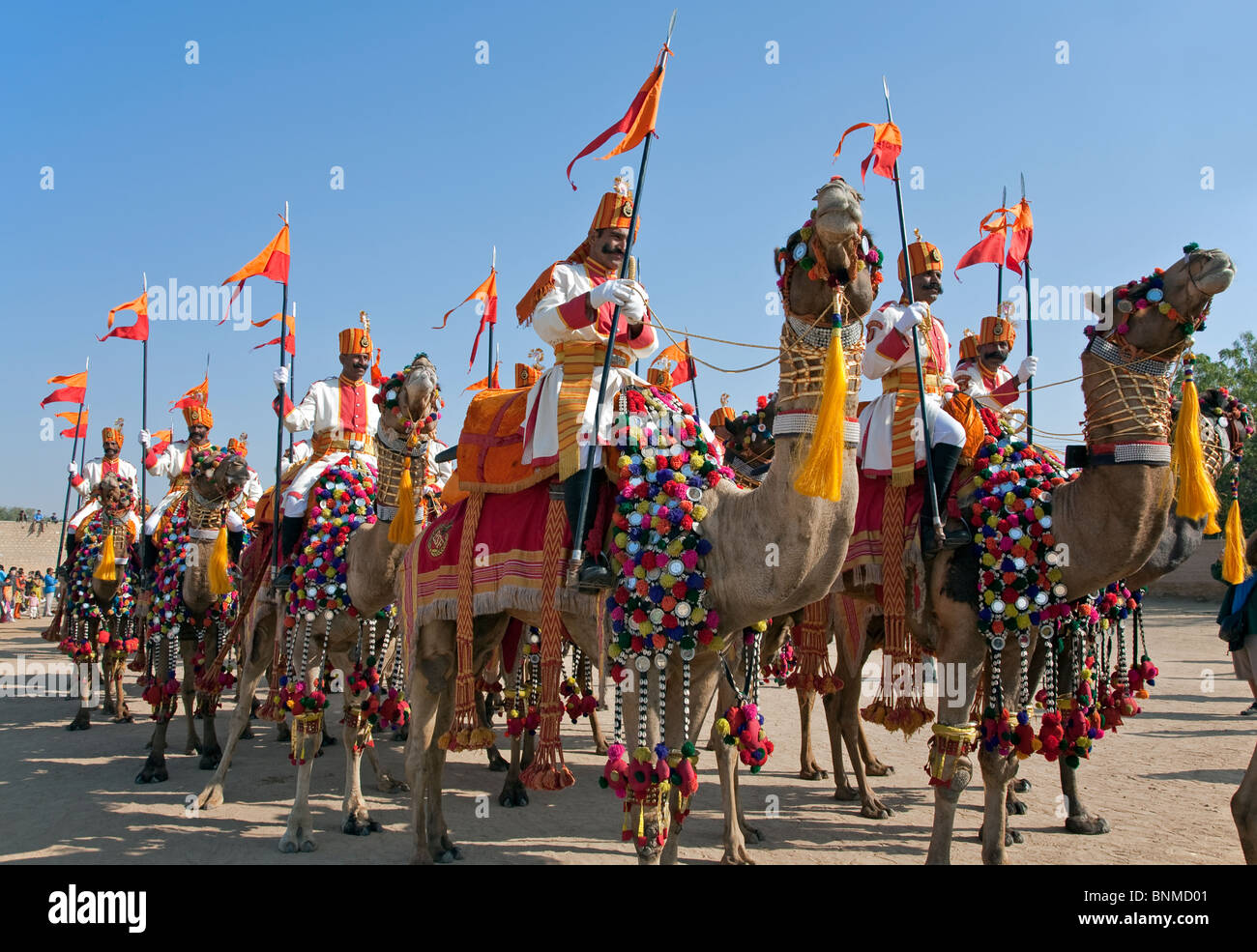 Indian soldiers riding camels. Rajasthan Festival parade. Rajasthan ...