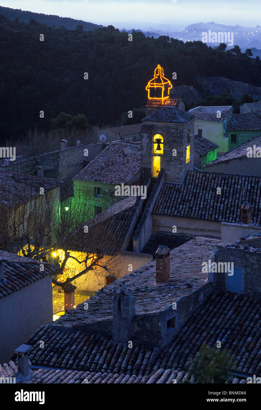 Le Barroux France Provence Vaucluse houses homes daybreak church ...