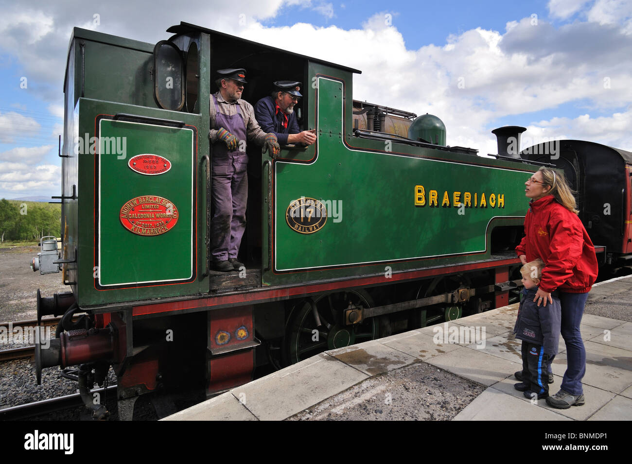 Engine drivers in steam engine / locomotive at the Boat of Garten ...