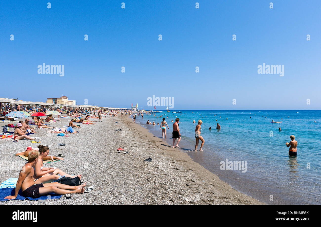 Elli Beach in Rhodes Town, Rhodes, Greece Stock Photo - Alamy