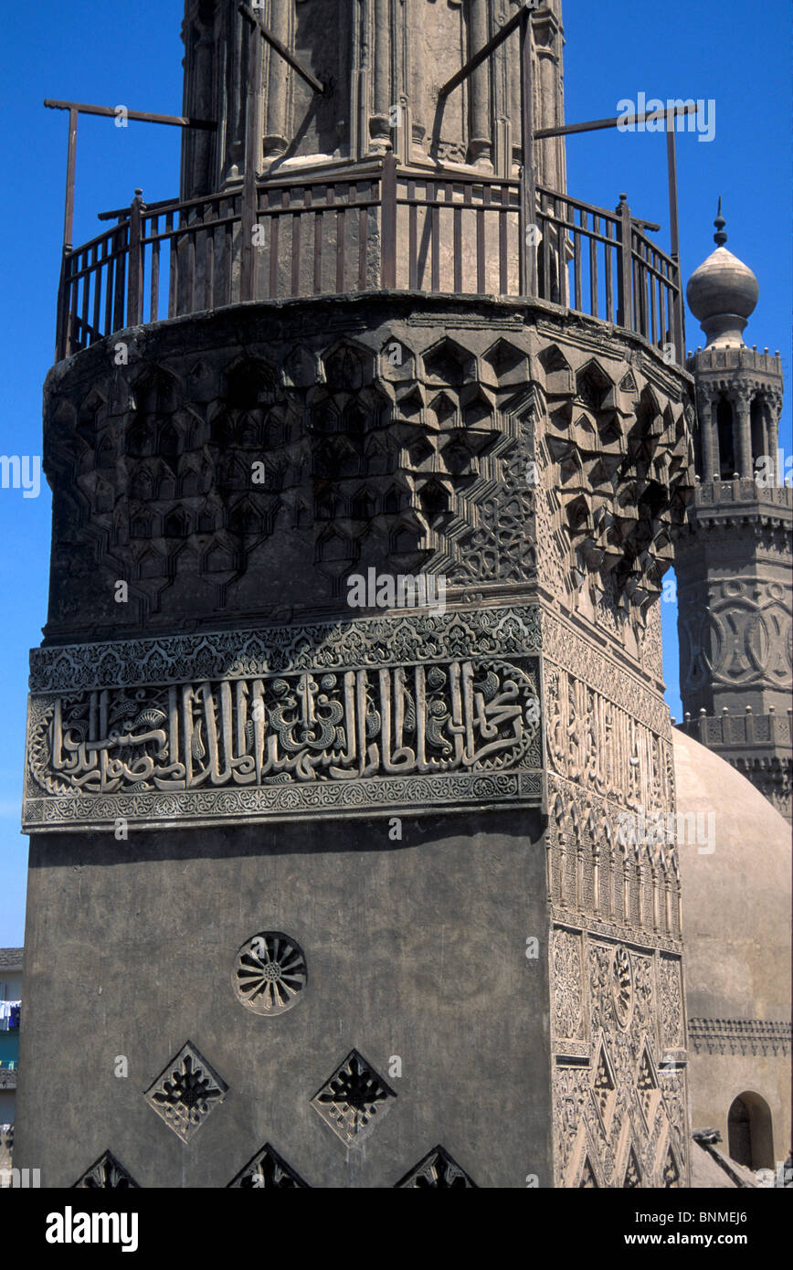 Mameluk minaret on the Mohammed al-Nasir Mosque in Cairo Stock Photo ...