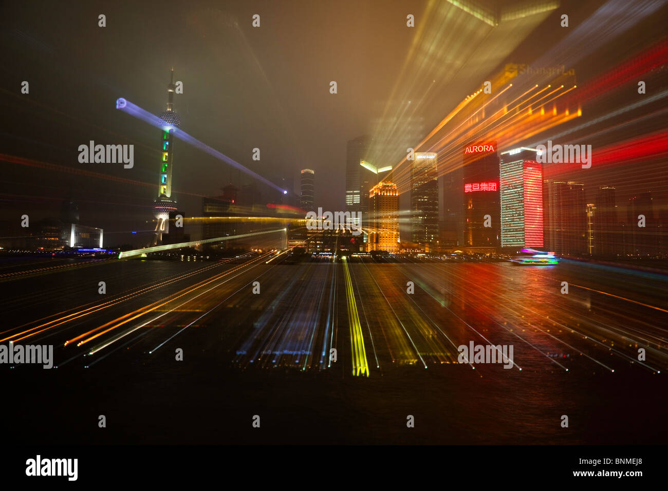 City lights of the skyline of Shanghai China Stock Photo - Alamy