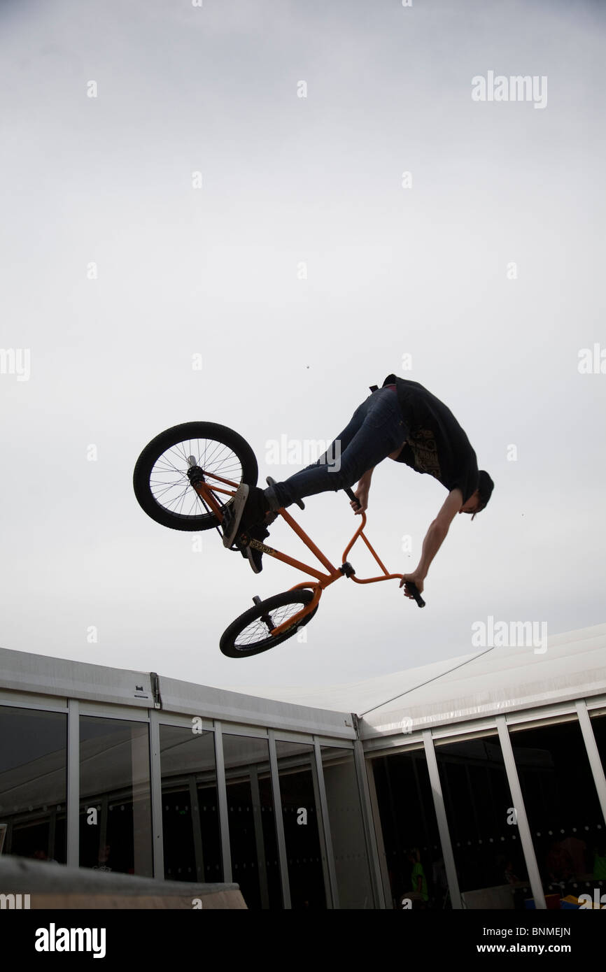 BMX rider on half pipe Stock Photo - Alamy