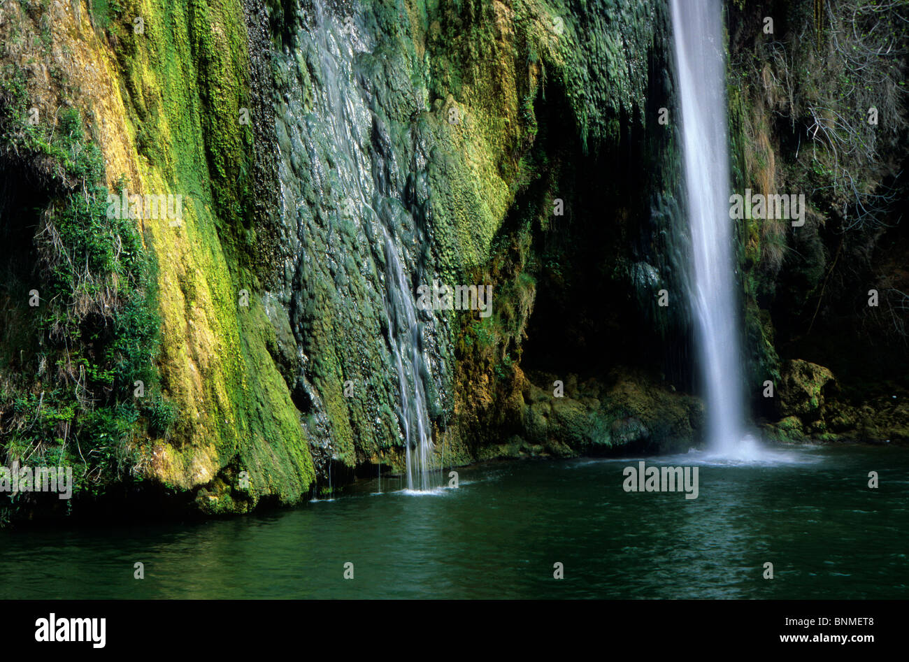Sillans-la-Cascade France Provence Var river flow waterfall tuff stone ...