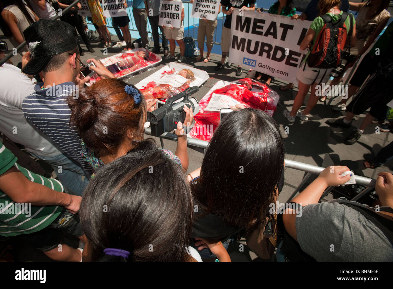 Activists from the animal rights group PETA protest the slaughter of ...