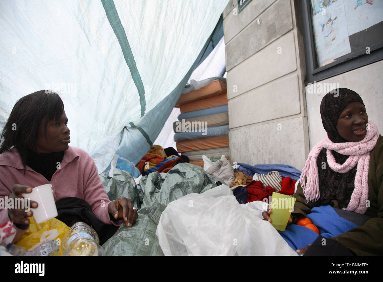 African women at a demonstration against homelessness, Paris, France ...