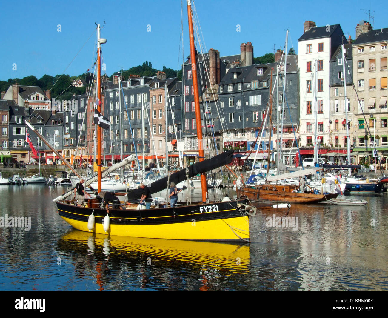 Old harbour port boats facades buildings constructions fishing boats ...