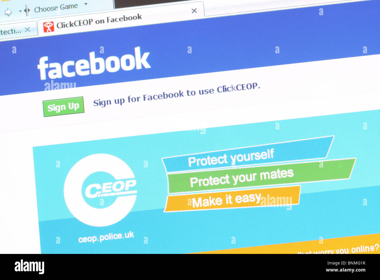 CEOP web security and Facebook website web page Stock Photo - Alamy