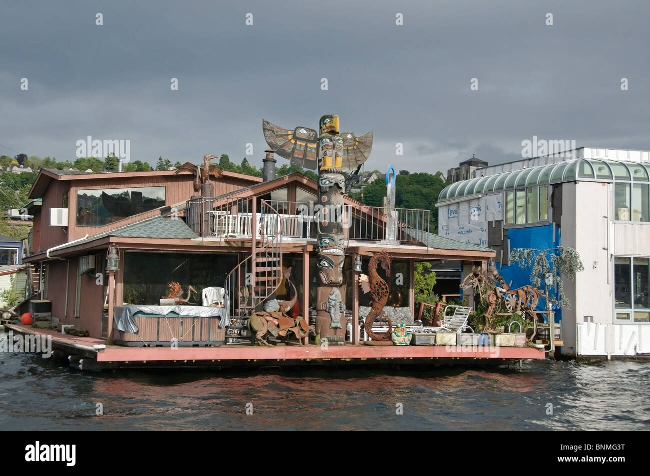 Unique residential houseboat on the water on Lake Union near downtown ...