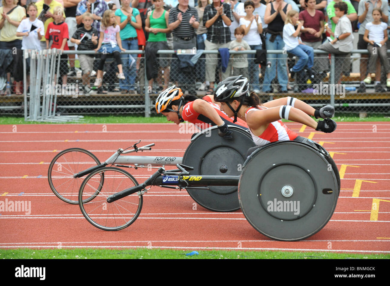 Sport disabled person's sport wheel chair competition running spectator ...