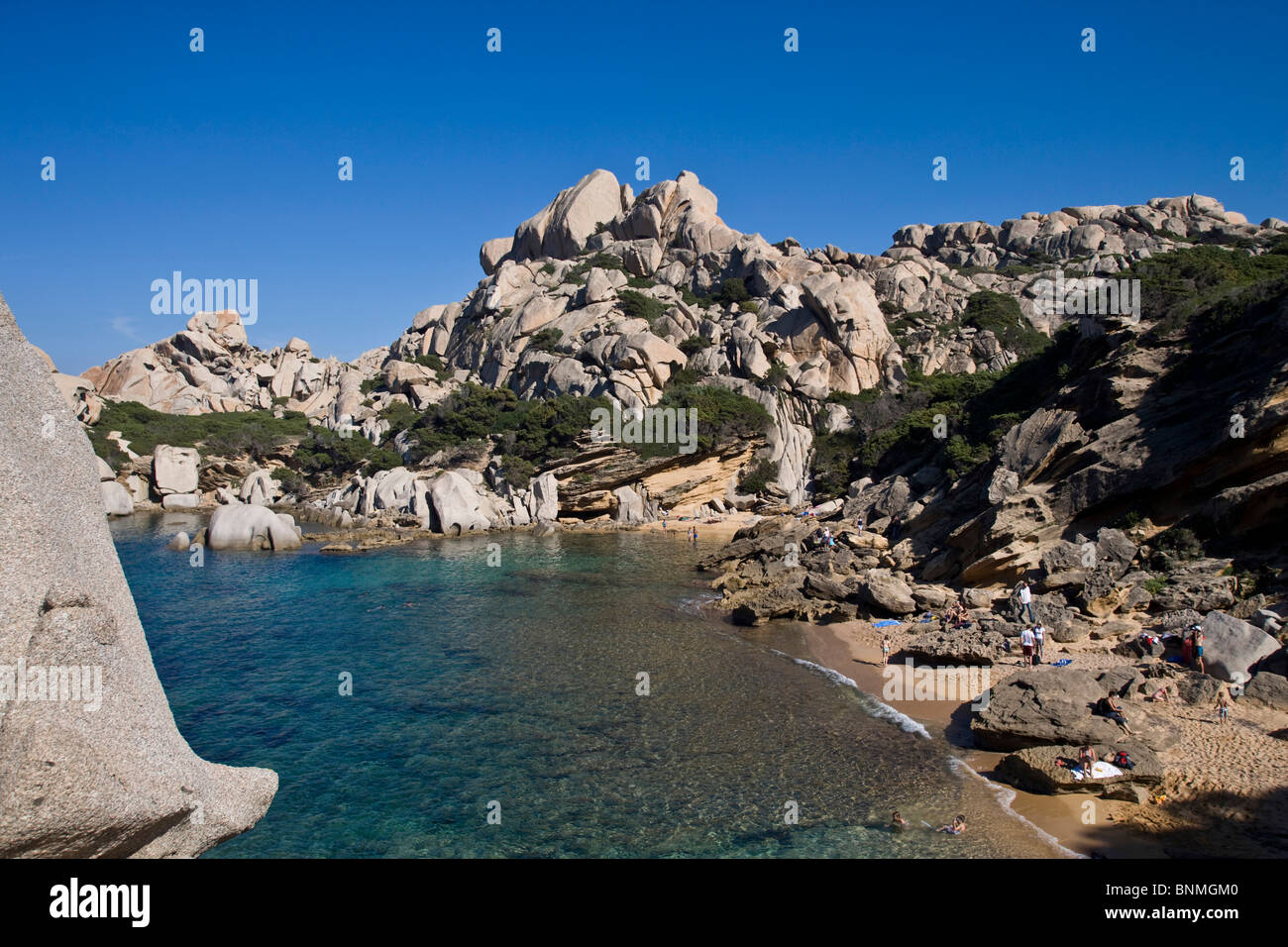 Italy Sardinia Capo Testa sea coast rock formation rock cliff stone ...