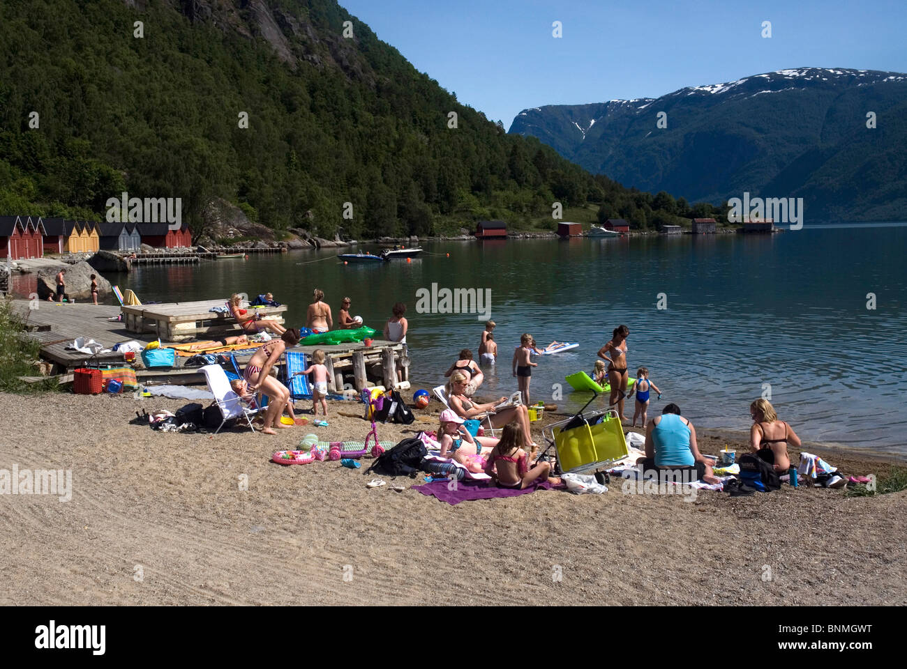 Beach at Solvorn Town, Norway Stock Photo - Alamy