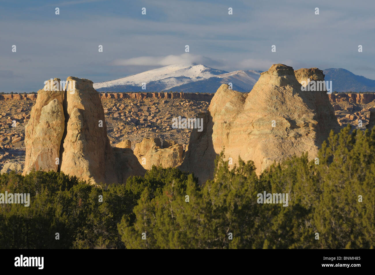 Landscape nature rocks formations mountain snow view Indian Pueblo New ...
