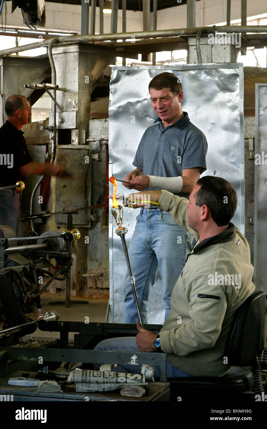 Ireland, Waterford, Waterford Crystal Factory Visitor’s Centre, two men ...