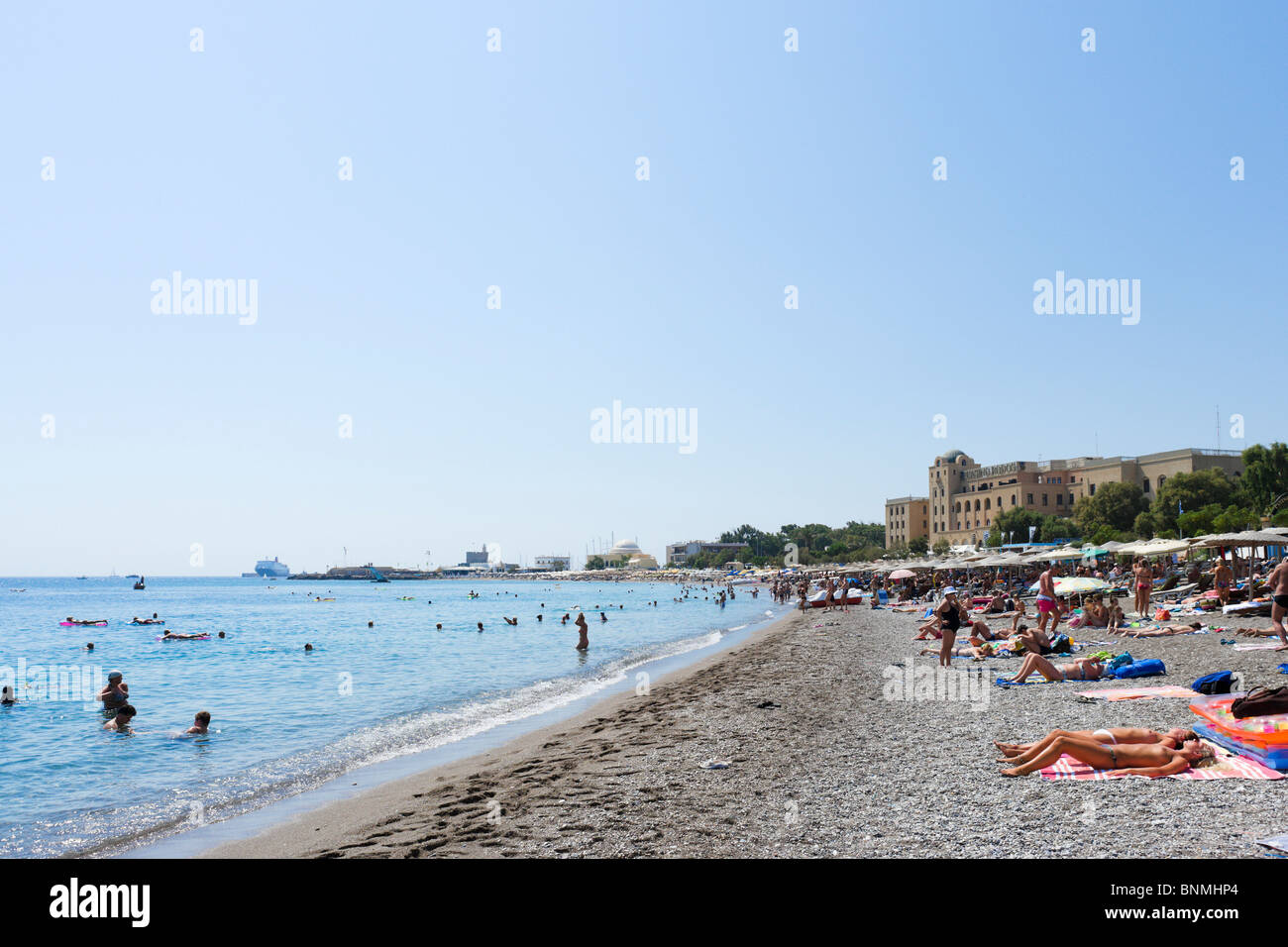Elli Beach in Rhodes Town, Rhodes, Greece Stock Photo - Alamy