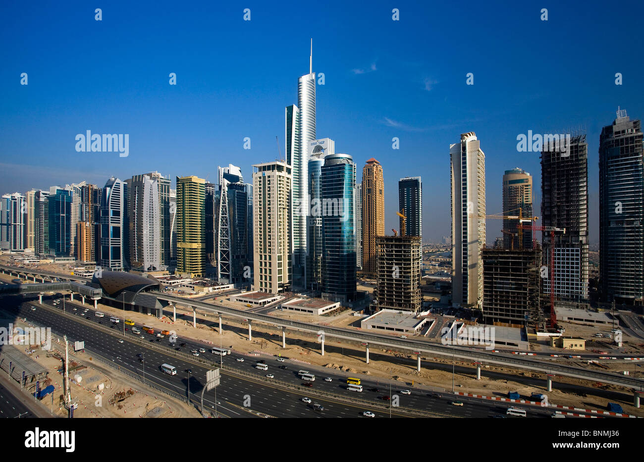 Dubai United Arab Emirates Middle East UAE skyline blocks of flats high ...