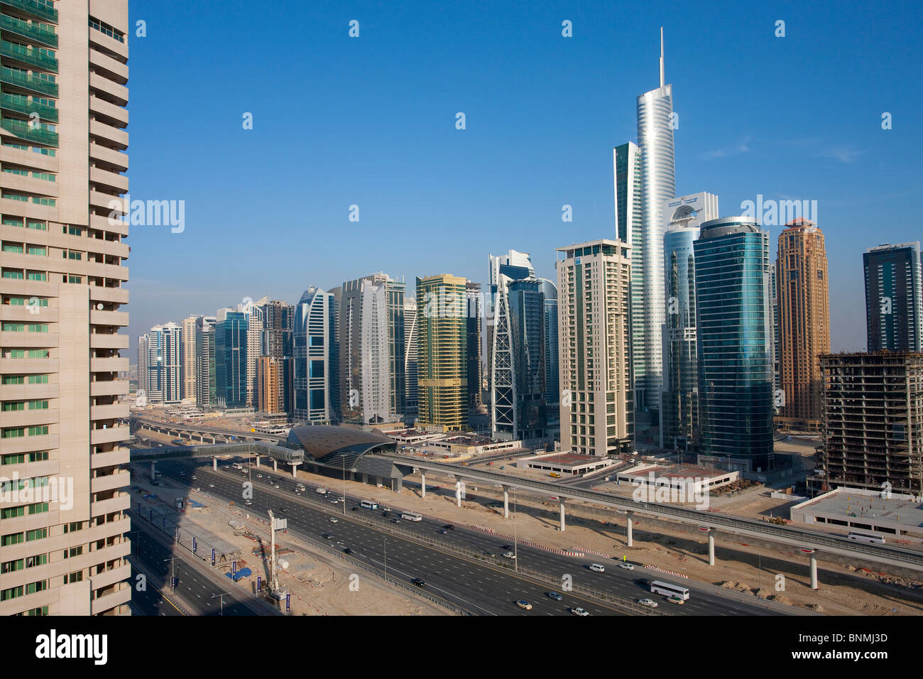 Dubai United Arab Emirates Middle East UAE skyline blocks of flats high ...