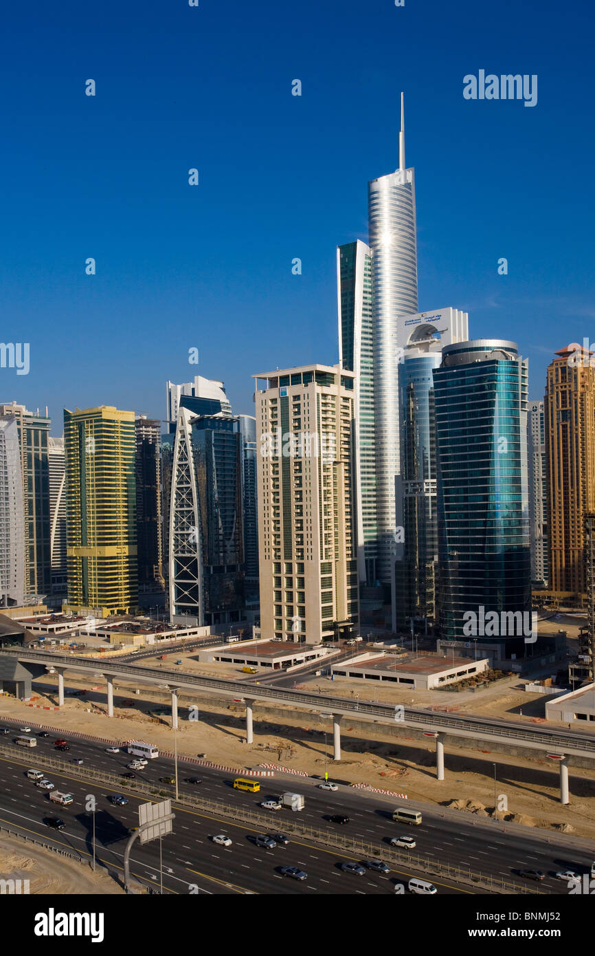 Dubai United Arab Emirates Middle East UAE skyline blocks of flats high ...
